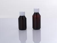 China Syrup Round PE Liquid Medicine Bottles Clear Screw Cap for sale