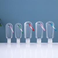 China 50ML Transparent Empty Travel Bottle bulk With Hook Alcohol Refillable Filp Cap for sale