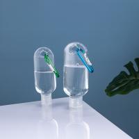China 50ML Transparent Empty Travel Bottle bulk With Hook Alcohol Refillable Filp Cap for sale