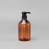 China 500ML Amber PET Empty Shampoo Bottle , Plastic Lotion Pump Bottle for sale