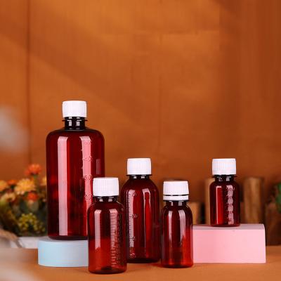 China 60ml 100ml 120ml Plastic PET Empty Syrup Bottles Oral Liquid Bottle for sale