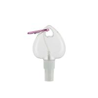 China Refillable Clear 50ML PETG Heart Shaped Travel Bottle With Hook Alcohol Spray Cap for sale