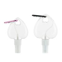 China Refillable Clear 50ML PETG Heart Shaped Travel Bottle With Hook Alcohol Spray Cap for sale