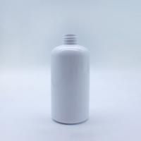 China White 300ml PET Plastic Lotion Bottles With Spray Pump Round Boston Bottle for sale