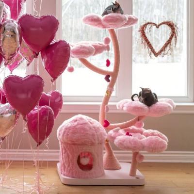 China OEM Modern Luxury Wooden Halloween Eco-Friendly Flower Shape Customizable Cat Tree Accessories for sale