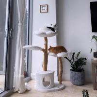 China European Customized Modern Luxury Halloween Cat Tower Condo Wooden Flower Cat Tree with Eco-Friendly Materials for sale
