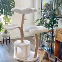 China European Customized Modern Luxury Halloween Cat Tower Condo Wooden Flower Cat Tree with Eco-Friendly Materials for sale