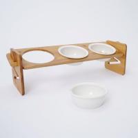 China Eco-friendly 2L Ceramic Dog & Cat Food/Water Bowl Set with Durable Wood Stand Slow-Bowls Non-Slip for Dogs and Cats for sale