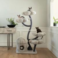 China New Design Cat Climbing Tower Condo Indoor Wooden Flower Cat Tree with Natural Sisal Scratching Post for sale