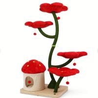 China New Design Cat Climbing Tower Condo Indoor Wooden Flower Cat Tree with Natural Sisal Scratching Post for sale