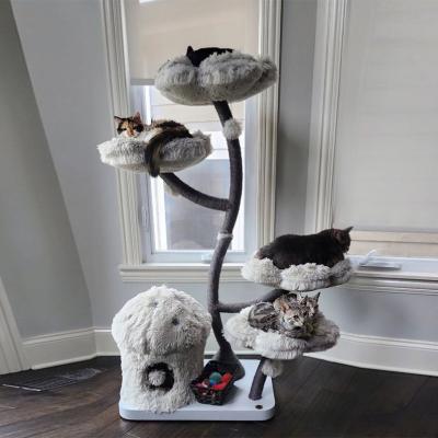 China Flower Modern Christmas Cat Tree High Quality Customised Colour Eco-friendly Carton Packaging Luxury Scratcher with Playing Toys for sale
