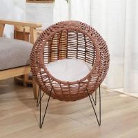 China Washable Wicker Cat Bed Dome Indoor Cats Pet Nest Cat Hideaway Hut Rattan Pet Houses in Dome Basket for sale