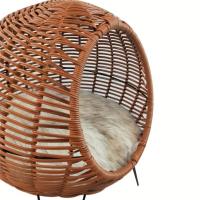 China Washable Wicker Cat Bed Dome Indoor Cats Pet Nest Cat Hideaway Hut Rattan Pet Houses in Dome Basket for sale