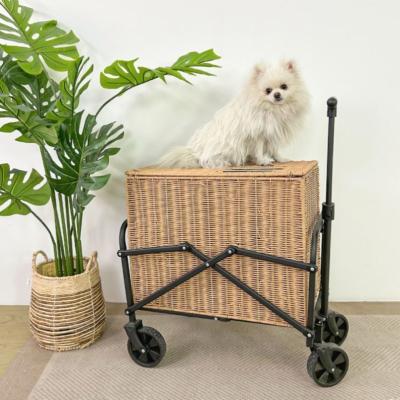 China Luxury Polyester Print Knitting Zipper Pet Carrier Suitcase Mat Handle Airline Approved Wheeled Stroller Trolley 10kg Capacity for sale