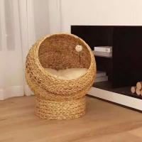 China Banana Leaf Hand-woven Eco-Friendly Sustainable Pet House Villa Semi-enclosed Four-season Universal Breathable Water Hyacinth for sale