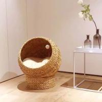 China Banana Leaf Hand-woven Eco-Friendly Sustainable Pet House Villa Semi-enclosed Four-season Universal Breathable Water Hyacinth for sale