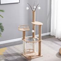China Manufacturer Wholesale Luxury Modern Large Beige Wooden Cat Tree Scratcher with Carton Packing for sale