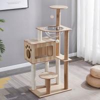 China Manufacturer Wholesale Luxury Modern Large Beige Wooden Cat Tree Scratcher with Carton Packing for sale