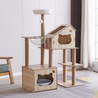 China Wooden House Cat Tree Wood Design Multi-level Tree Big Cheap Cat Tree With Litter Box Enclosure for sale