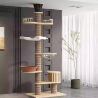 China Luxury Sisal Wood Floor-to-Ceiling Pet House Tower Climbing Frame Jumping Platform Tree Condo Furniture Cat Scratcher Toy for sale