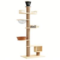 China Luxury Sisal Wood Floor-to-Ceiling Pet House Tower Climbing Frame Jumping Platform Tree Condo Furniture Cat Scratcher Toy for sale