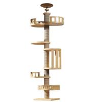 China Luxury Sisal Wood Floor-to-Ceiling Pet House Tower Climbing Frame Jumping Platform Tree Condo Furniture Cat Scratcher Toy for sale