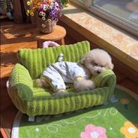 China Hot Selling Fashion Cartoon Rectangle Cat Bed Cave Dog Sofa Bed Striped Warm Pet Bed for Dogs and Cats Carton Packaging for sale