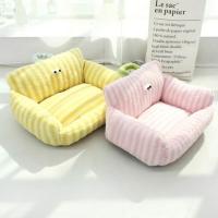 China Hot Selling Fashion Cartoon Rectangle Cat Bed Cave Dog Sofa Bed Striped Warm Pet Bed for Dogs and Cats Carton Packaging for sale