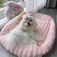 China Hot Selling Fashion Cartoon Rectangle Cat Bed Cave Dog Sofa Bed Striped Warm Pet Bed for Dogs and Cats Carton Packaging for sale