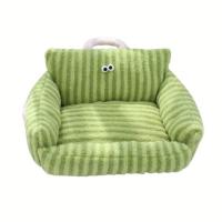 China Hot Selling Fashion Cartoon Rectangle Cat Bed Cave Dog Sofa Bed Striped Warm Pet Bed for Dogs and Cats Carton Packaging for sale