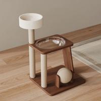 China Solid Wood Modern Cat Tree with Natural Sisal Scratching Post 2 Levels Adjustable Carton Packed for sale