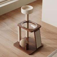 China Solid Wood Modern Cat Tree with Natural Sisal Scratching Post 2 Levels Adjustable Carton Packed for sale