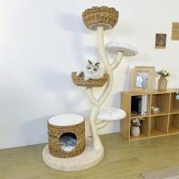 China Natural Water Hyacinth Classic Luxury Eco-Friendly Cat Climbing Frame Woven Bed Sisal Rope Scratching Posts Cat Tree 2-Level for sale