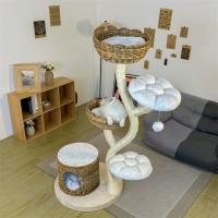 China Natural Water Hyacinth Classic Luxury Eco-Friendly Cat Climbing Frame Woven Bed Sisal Rope Scratching Posts Cat Tree 2-Level for sale