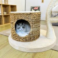 China Natural Water Hyacinth Classic Luxury Eco-Friendly Cat Climbing Frame Woven Bed Sisal Rope Scratching Posts Cat Tree 2-Level for sale