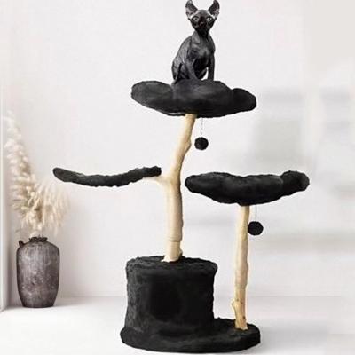China Modern Luxury Halloween Cat Tree Tower Eco-Friendly Cozy Plush Wood Floral Design Large Space Hot Pet Furniture Convenient for sale