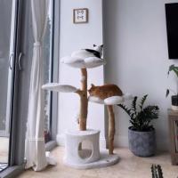 China Modern Luxury Halloween Cat Tree Tower Eco-Friendly Cozy Plush Wood Floral Design Large Space Hot Pet Furniture Convenient for sale