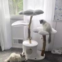 China Modern Luxury Halloween Cat Tree Tower Eco-Friendly Cozy Plush Wood Floral Design Large Space Hot Pet Furniture Convenient for sale
