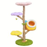 China New Design Multi-layer Wood Cat Tree Tower Cat Scratching Durable Eco-Friendly Large Space Luxury Plush High Quality Carton for sale