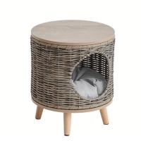 China Unique Multifunctional Square Wood Ottoman Table Footrest Seat Bed for Cats Dogs Washable Mat Pet Basket for sale