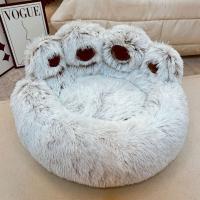 China Queeneo Wholesale Fashion Plush Warmth Pet Cushion Cartoon Bear Paw Cat Dog Bed Donut Design for sale