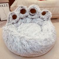China Queeneo Wholesale Fashion Plush Warmth Pet Cushion Cartoon Bear Paw Cat Dog Bed Donut Design for sale