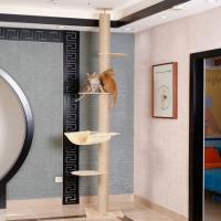 China Floor-to-Ceiling Modern Luxury Sisal Wood Adjustable Durable Cat Climbing Frame Jumping Platform Cat Tree Condo Furniture Carton for sale