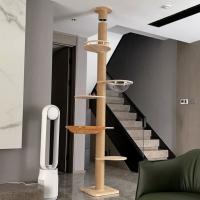 China Factory Wholesale High Quality Luxury Modern Tower Multi-Level Sisal Wood Adjustable Cat Tree Floor Ceiling Carton Packed for sale