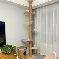 China Factory Wholesale High Quality Luxury Modern Tower Multi-Level Sisal Wood Adjustable Cat Tree Floor Ceiling Carton Packed for sale