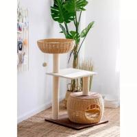 China Rattan Modern Cat Tree with Nest Kennel and Scratching Post Four Seasons Universal Carton Packed Halloween/Christmas Decor for sale