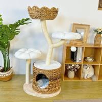 China Hot Sale Modern Classic Luxury Eco-Friendly Flower Cat Tree Interactive Cat Scratch Column Hammock Hand Woven Water Carton for sale