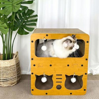 China Wholesale Classic Modern Cat Interactive Scratcher Nest Playful Corrugated Paper Carton Packaged Cat Scratch Board Cat Toy for sale