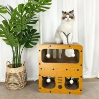 China Wholesale Classic Modern Cat Interactive Scratcher Nest Playful Corrugated Paper Carton Packaged Cat Scratch Board Cat Toy for sale