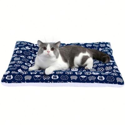 China Manufacturer Wholesale Cute Design Fleece Print Winter Soft Breathable Durable Cat Dog Pet Bed Mat for sale